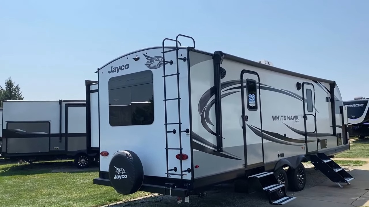 A Crazy Nose Cap Shape! 2024 White Hawk 26FK Travel Trailer by Jayco RV