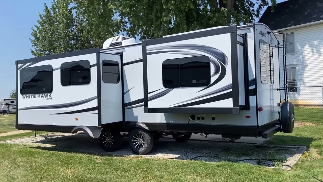 A Crazy Nose Cap Shape! 2024 White Hawk 26FK Travel Trailer by Jayco RV