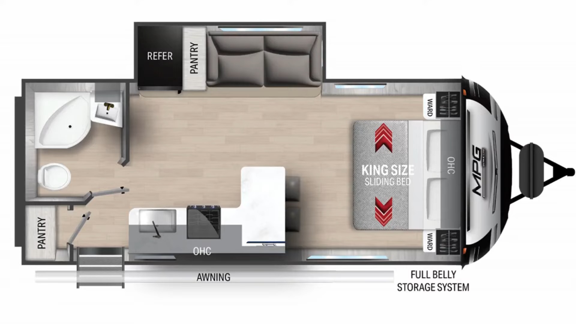 Under 26ft with King Bed, Slide, & ½ Ton Towable! 2024 MPG 2100RB Travel Trailer by Cruiser RV